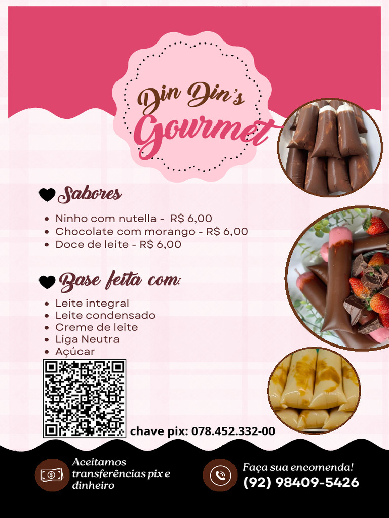 Cardápio de Bolos Confeitaria Moderno Rosa Marrom Menu | PDF