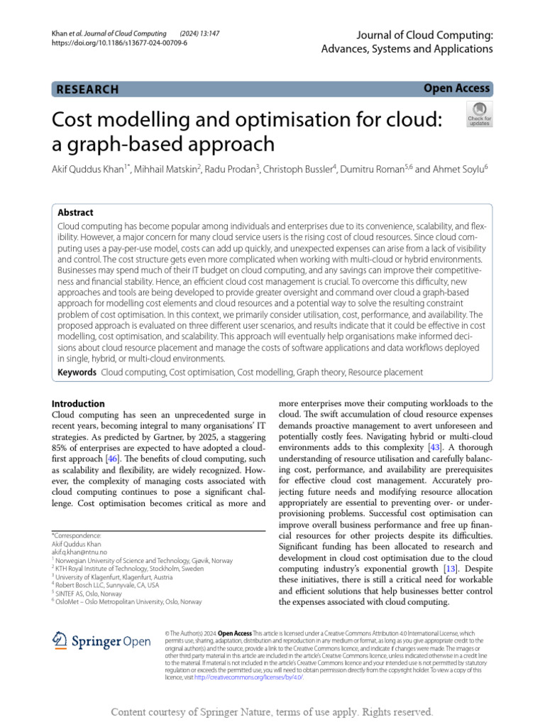 Cost Modelling and Optimisation For Cloud A Graph | PDF | Cloud ...