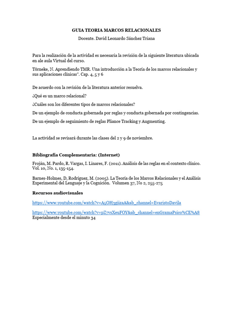 Guia Teoria Marcos Relacionales | PDF