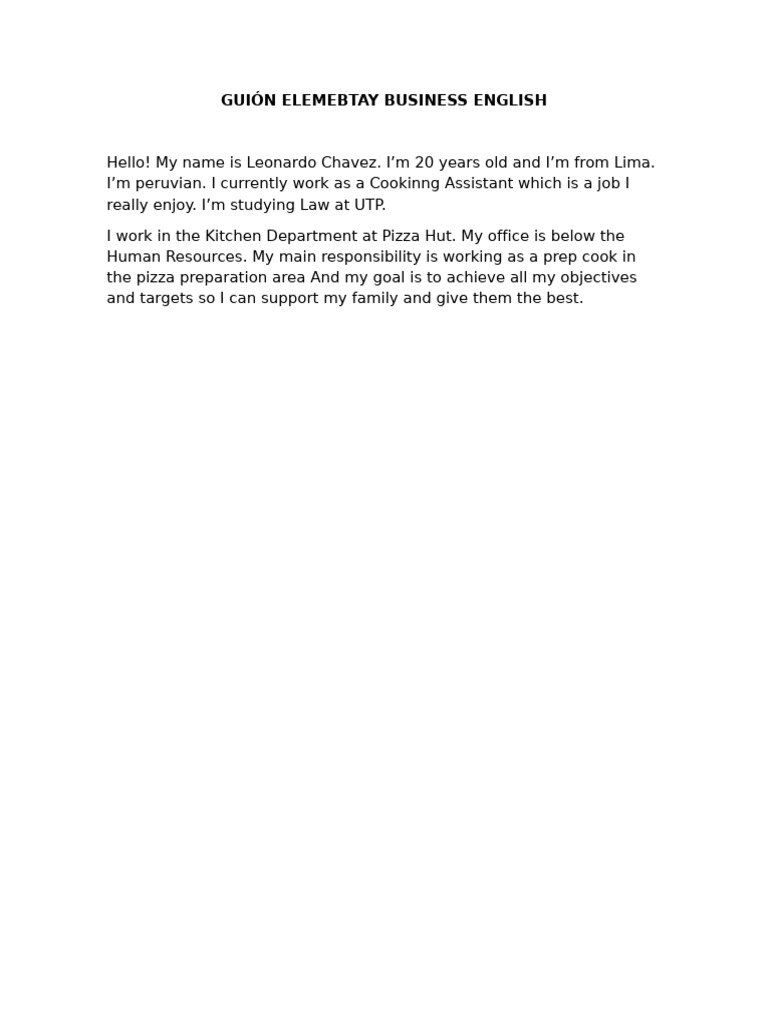 Business English Profile: Leonardo Chavez | PDF