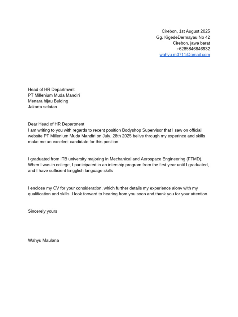 Application Latter | PDF