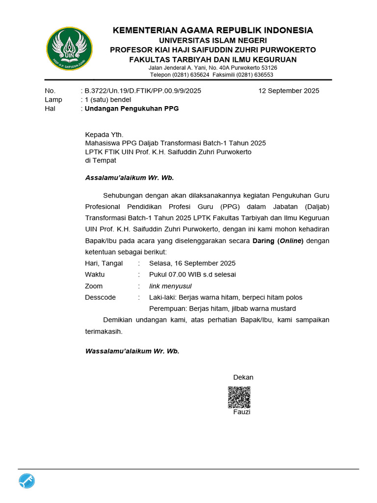 Undangan Pengukuhan Online BC1 | PDF