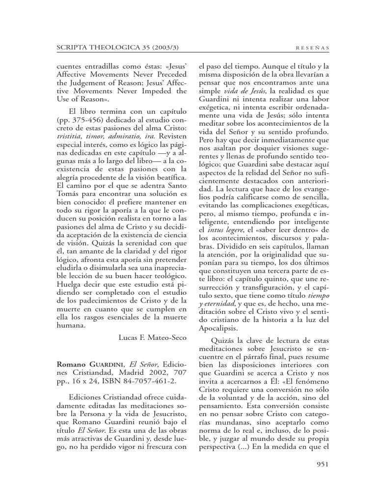 Romano GUARDINI El Senor Ediciones Cristiandad Mad | PDF | Cristo ...