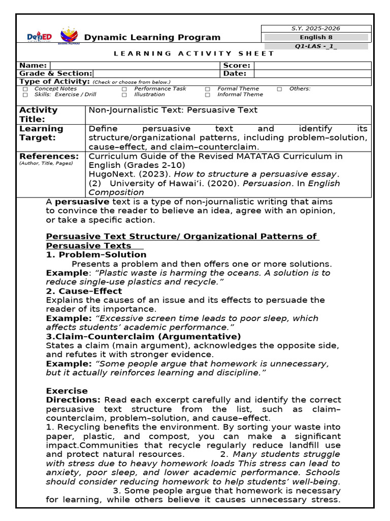 2nd Quarter Las Laguador Las Eng8 1st Q | PDF | Homework | Learning