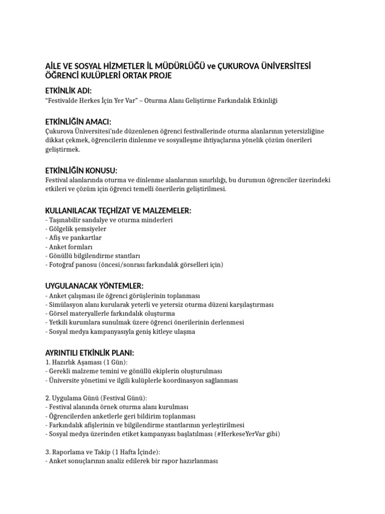 Festival Oturma Alani Proje Yeni | PDF