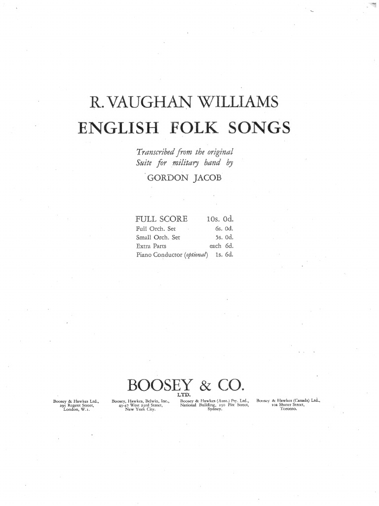 Vaughan Williams - English Folk Songs - PARTITURA | PDF