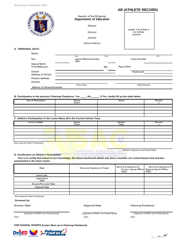 Athletes Forms | PDF | Diseases And Disorders | Medical Specialties