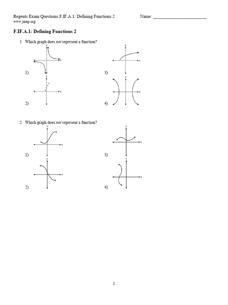 Regents Exam: Defining Functions | PDF | Function (Mathematics ...