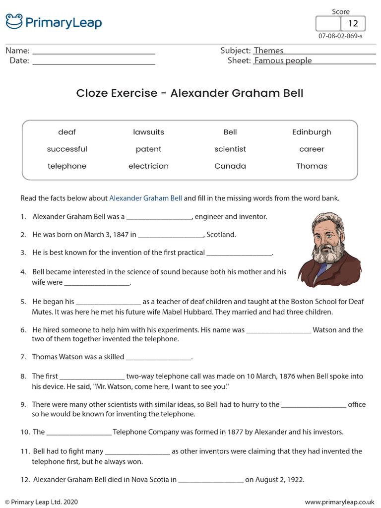 Alexander Graham Bell Cloze Exercise | PDF | Chess | Chess Theory