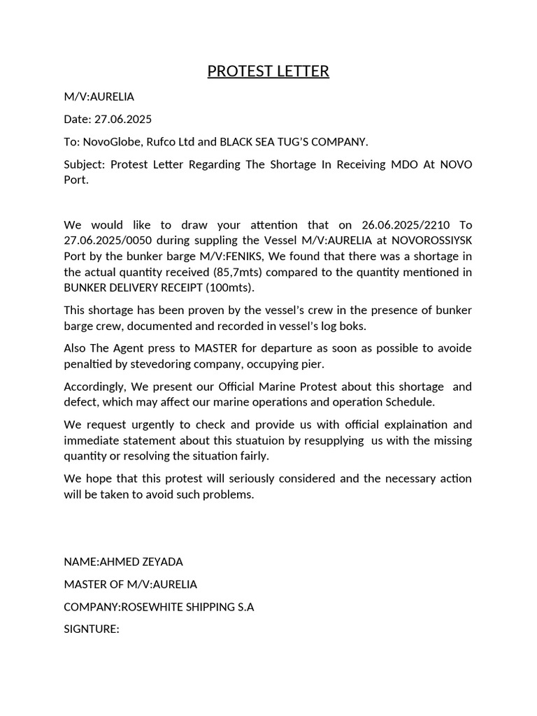 Protest Letter | PDF