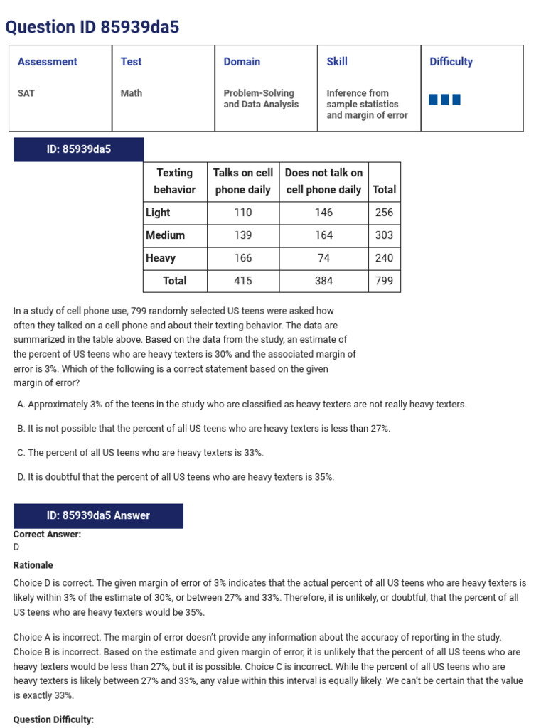 SAT Suite Question Bank - Math | PDF | Sat | Statistical Inference
