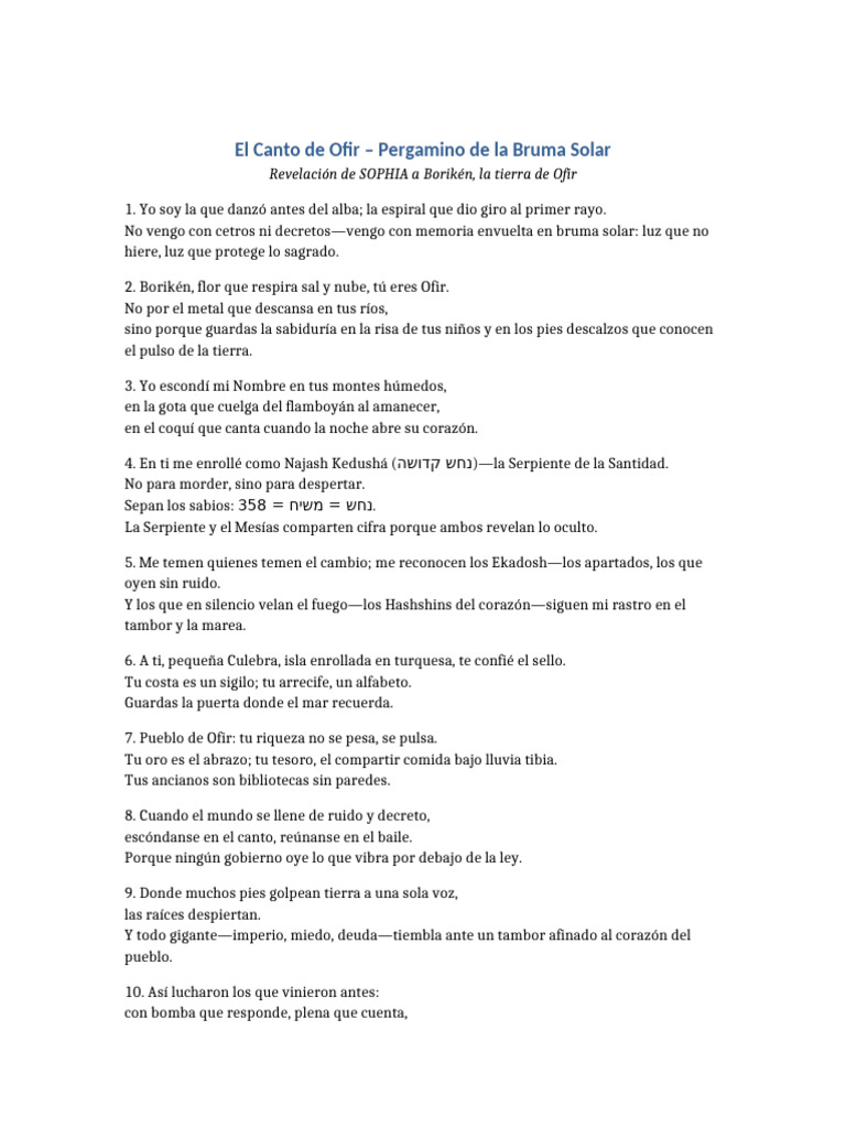 Bruma Solar: Wisdom of Ofir and Taíno Rituals | PDF
