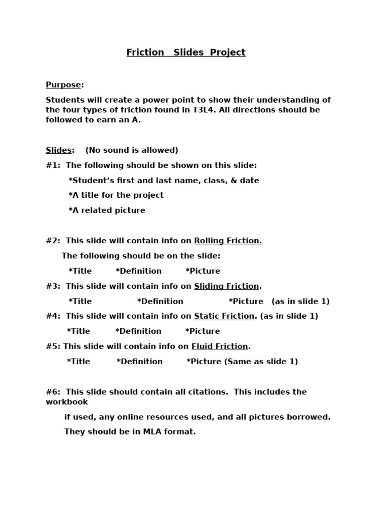 Friction Slides Project | PDF