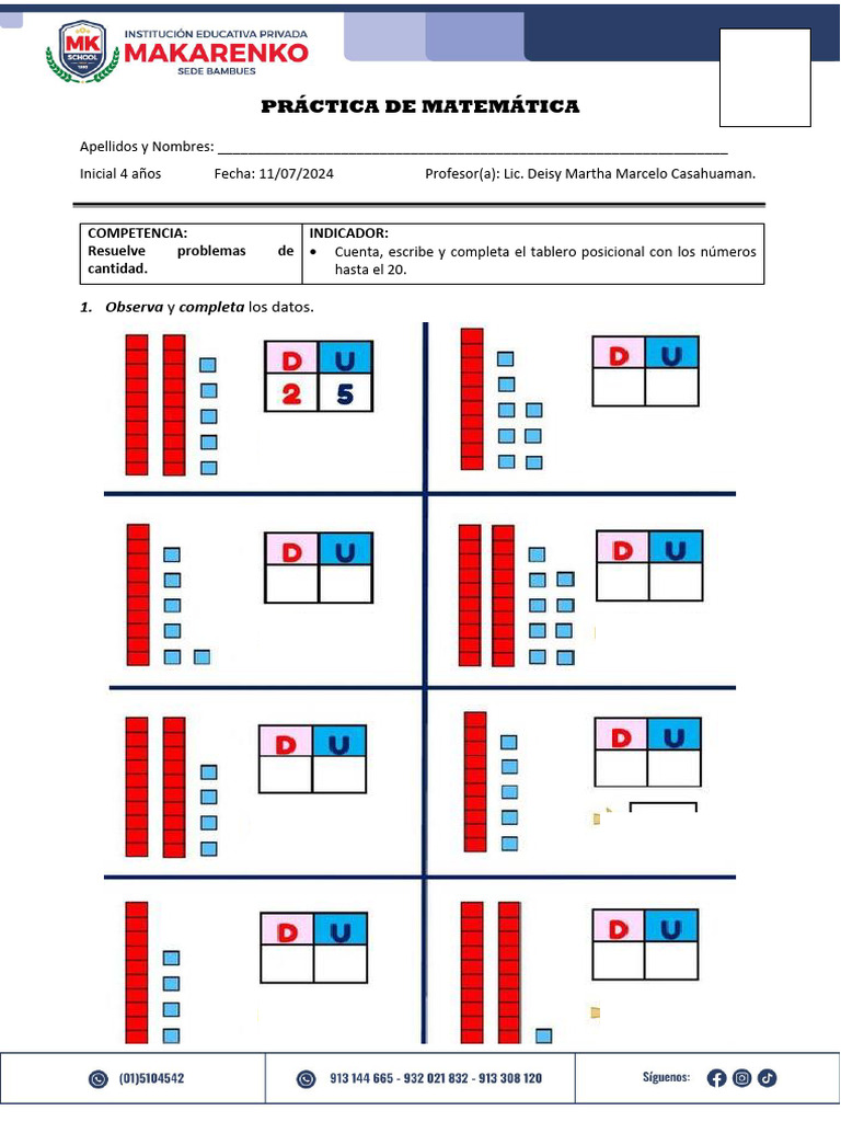 Práctica de Matemáticas para Niños de 4 Años | PDF