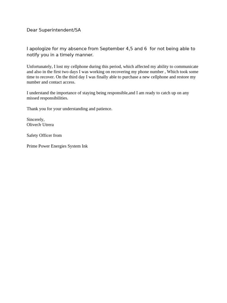 Apologize Letter Pdf