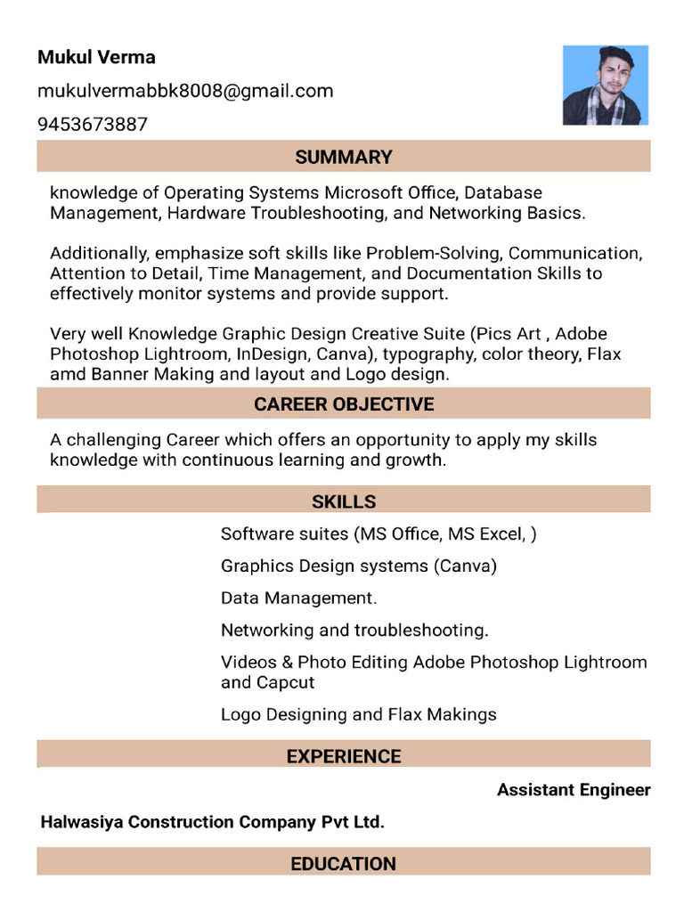 Resume Mukul Verma Format7 | PDF