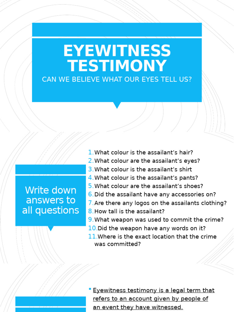 Understanding Eyewitness Testimony | PDF | Witness | Memory