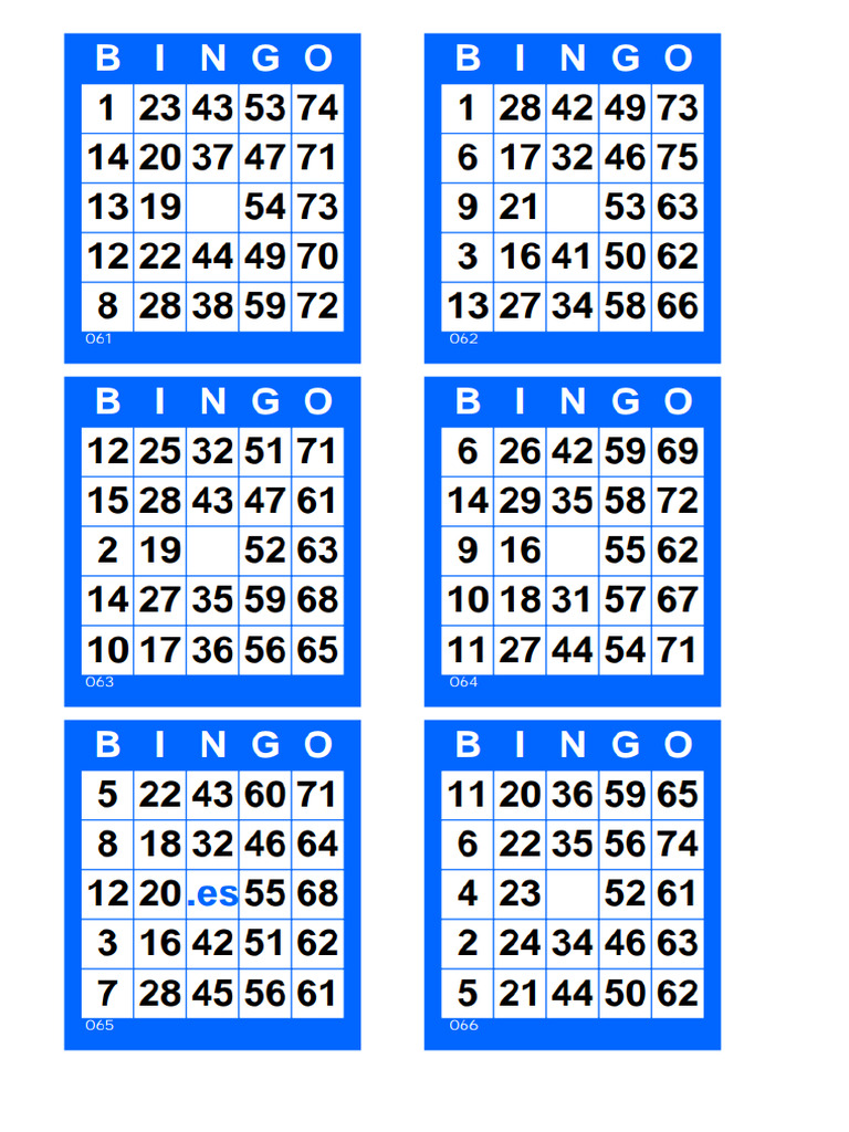 Cartones de Bingo 061 Al 120 Azules | PDF