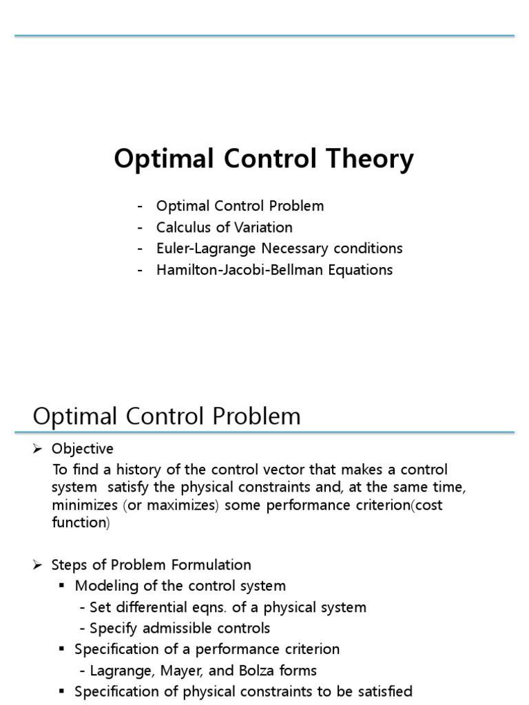 Optimal Control Theory Overview | PDF | Calculus Of Variations ...