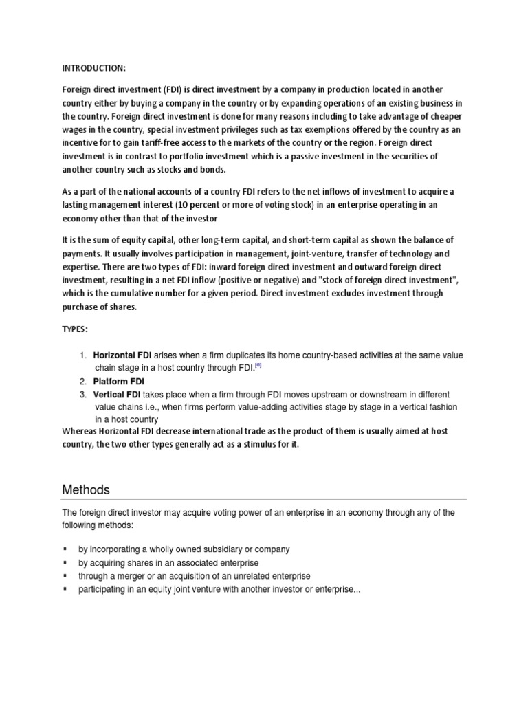 Introduction | PDF | Foreign Direct Investment | Investing