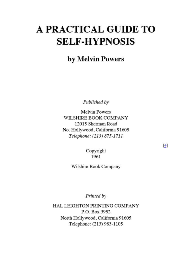 Self-Hypnosis: A Practical Guide | PDF | Hypnosis | Thought