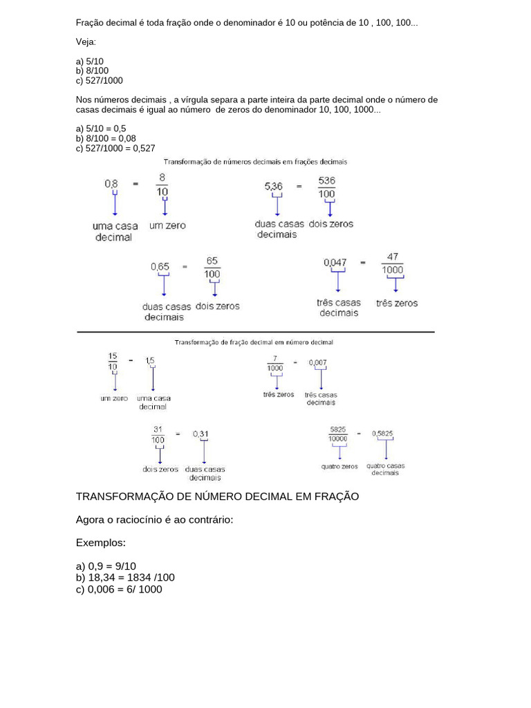 Frações e Números Decimais: Guia Prático | PDF