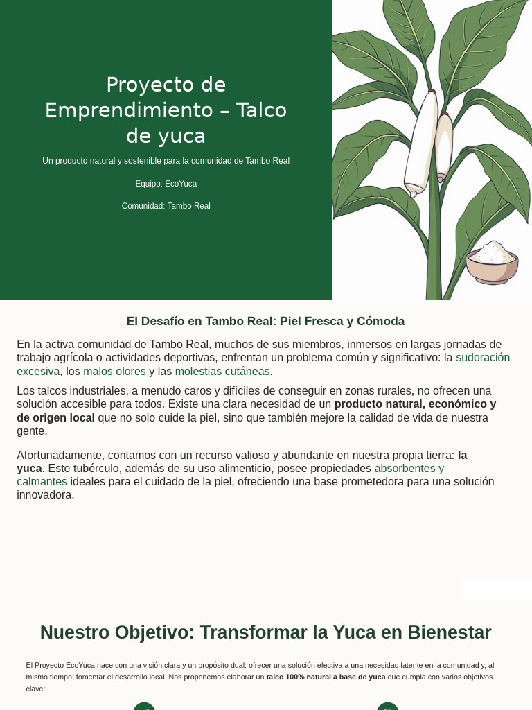 Talco Natural de Yuca para Tambo Real | PDF | El pensamiento de diseño ...