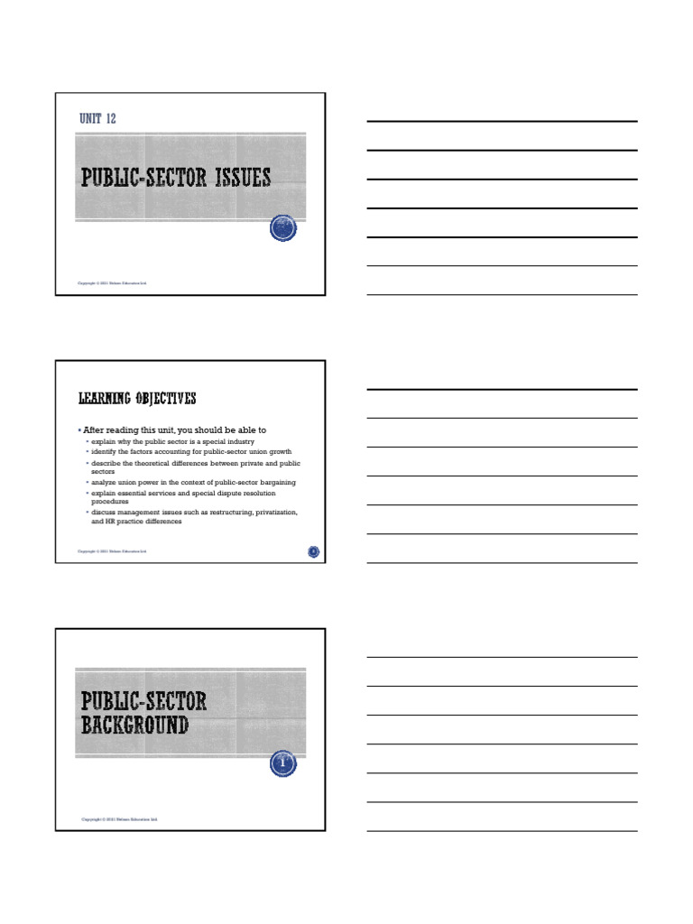 Unit 12 Slides (Public Sector Issues) | PDF | Strike Action ...