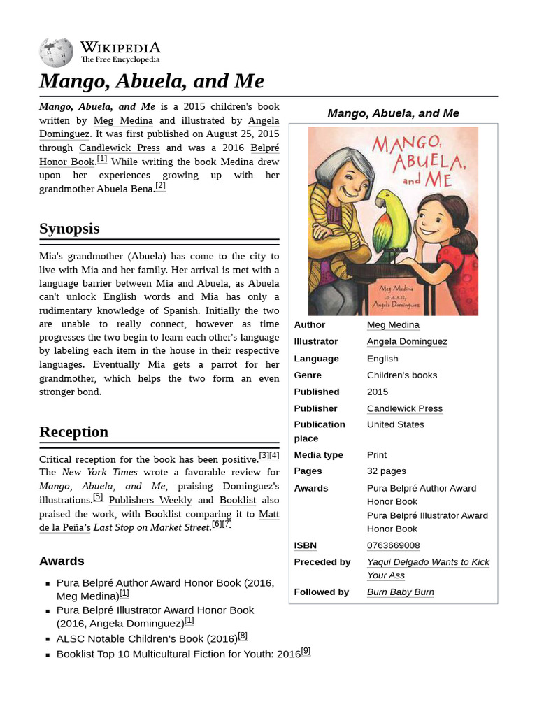 Mango, Abuela, and Me | PDF | Children's Books | American Books