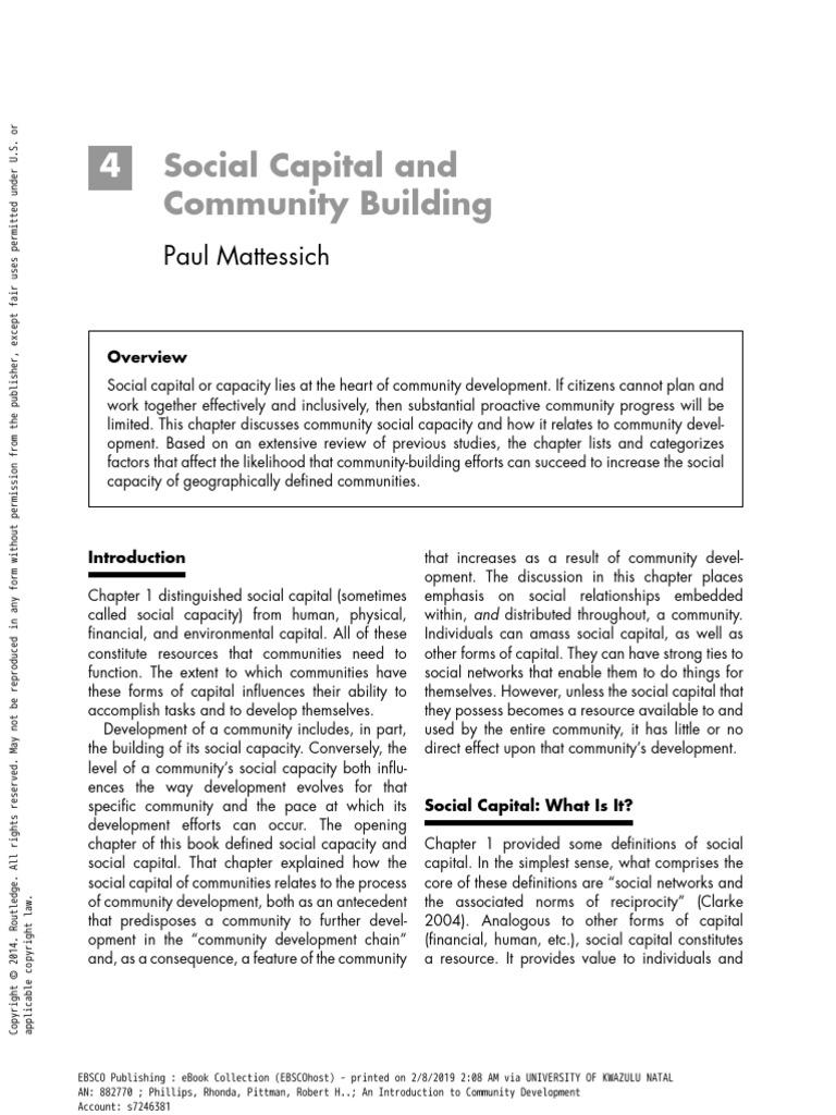 Social Capital in Community Development | PDF | Social Capital | Community