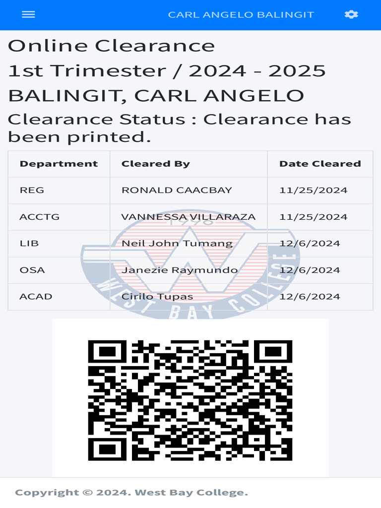 2024-2025 Online Clearance Status | PDF