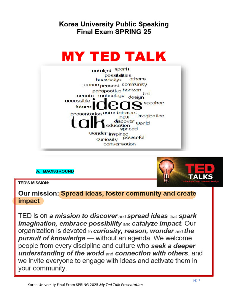 Korea University TED Talk Exam Guide | PDF