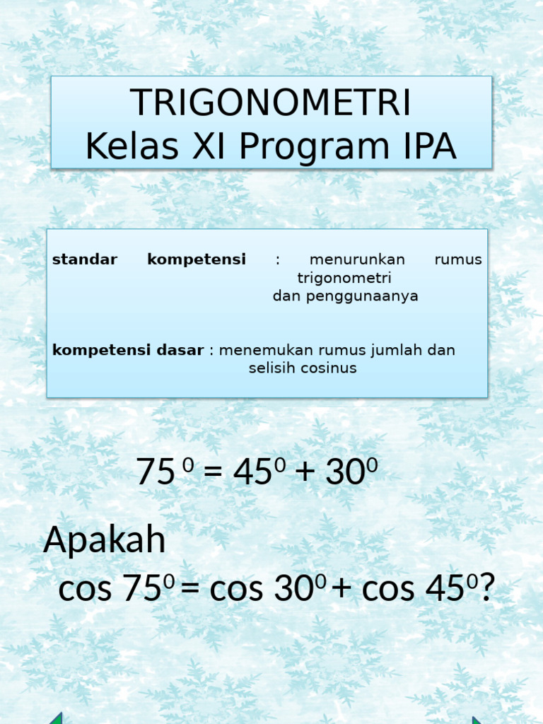 Rumus Cosinus dan Trigonometri Kelas XI | PDF
