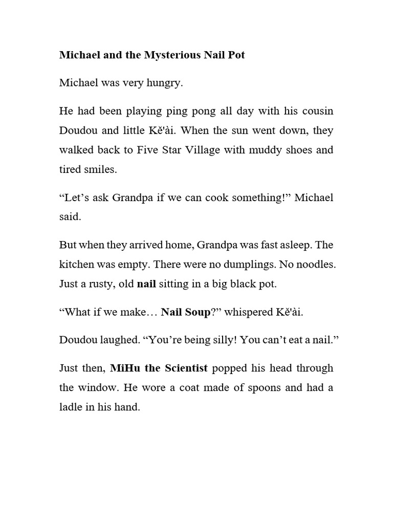 Nail Soup-Michael and The Mysterious Nail Pot | PDF | Foods | Cuisine