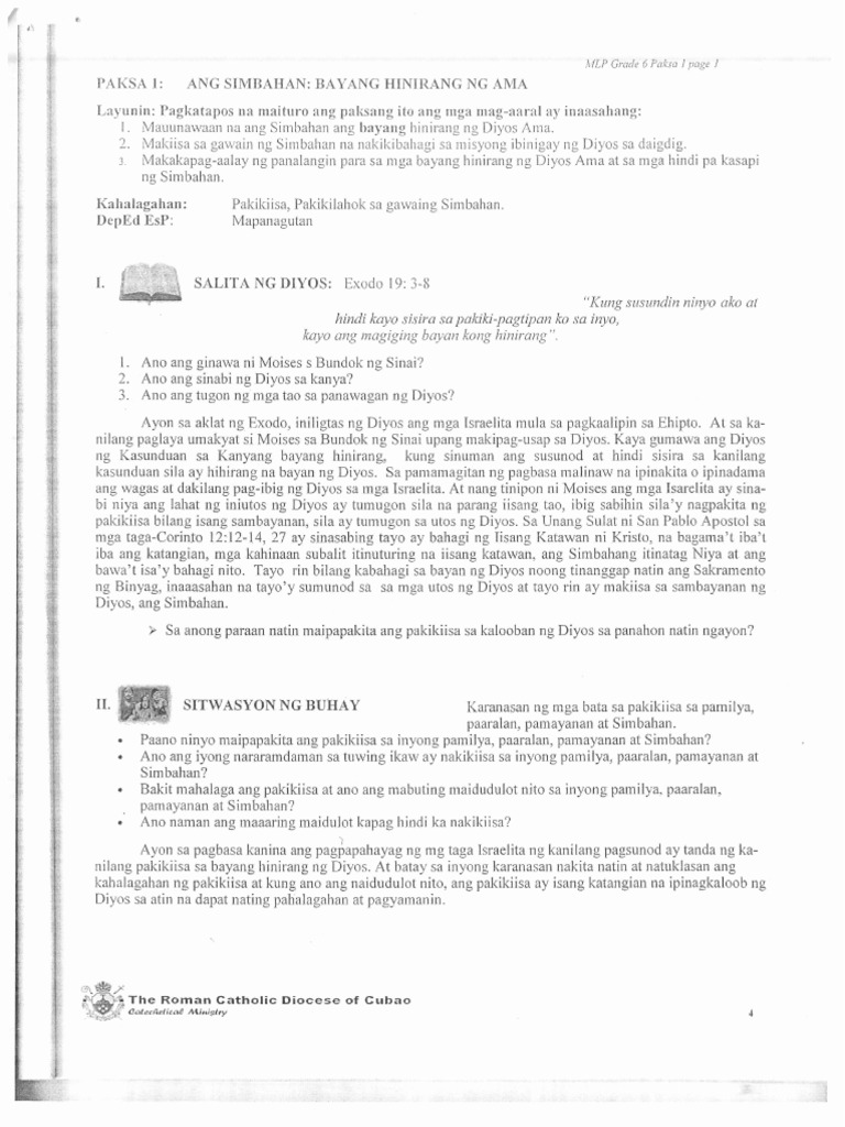 Cubao Catechetical Ministry - Grade 6 Lesson 1 - Ang Simbahan, Bayang ...