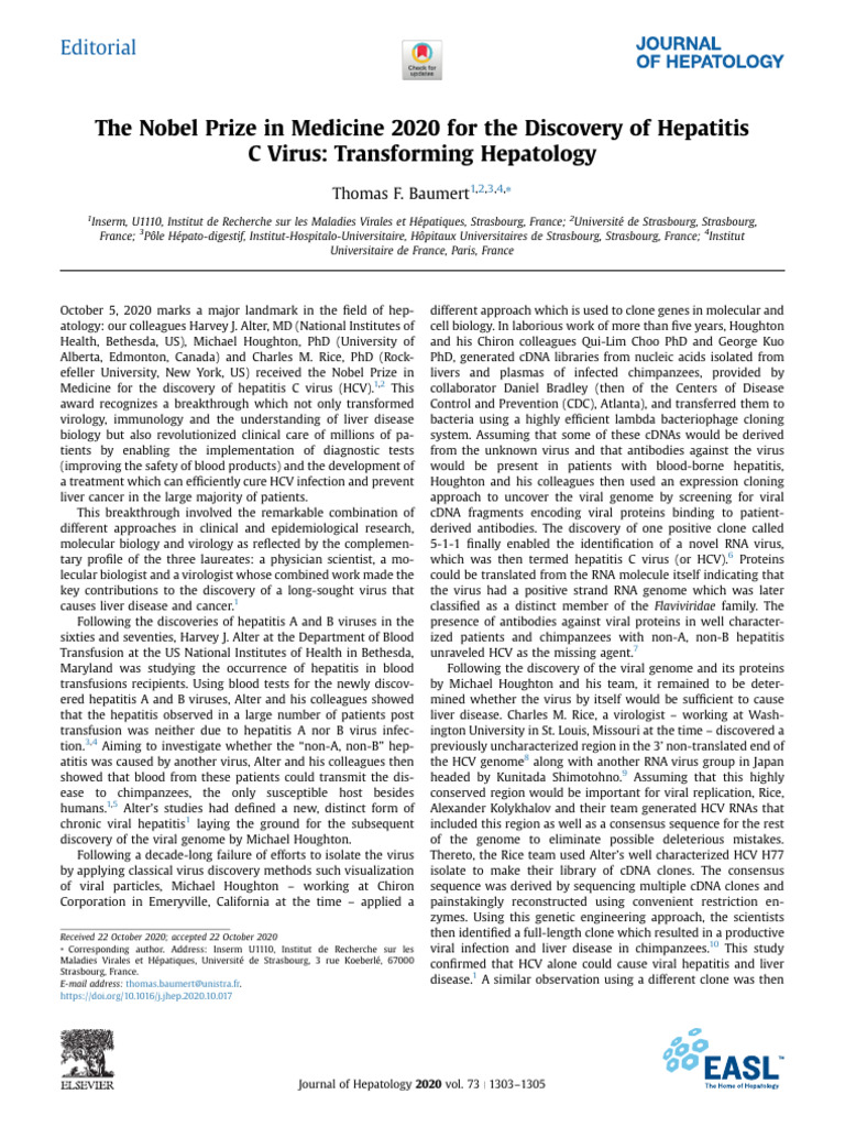 2020 Nobel Prize | PDF | Hepatitis C | Virus