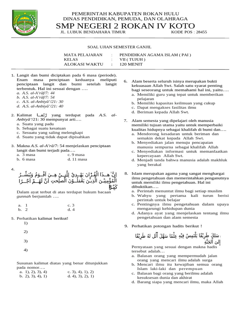 Soal PAI Kelas 7 Genap | PDF