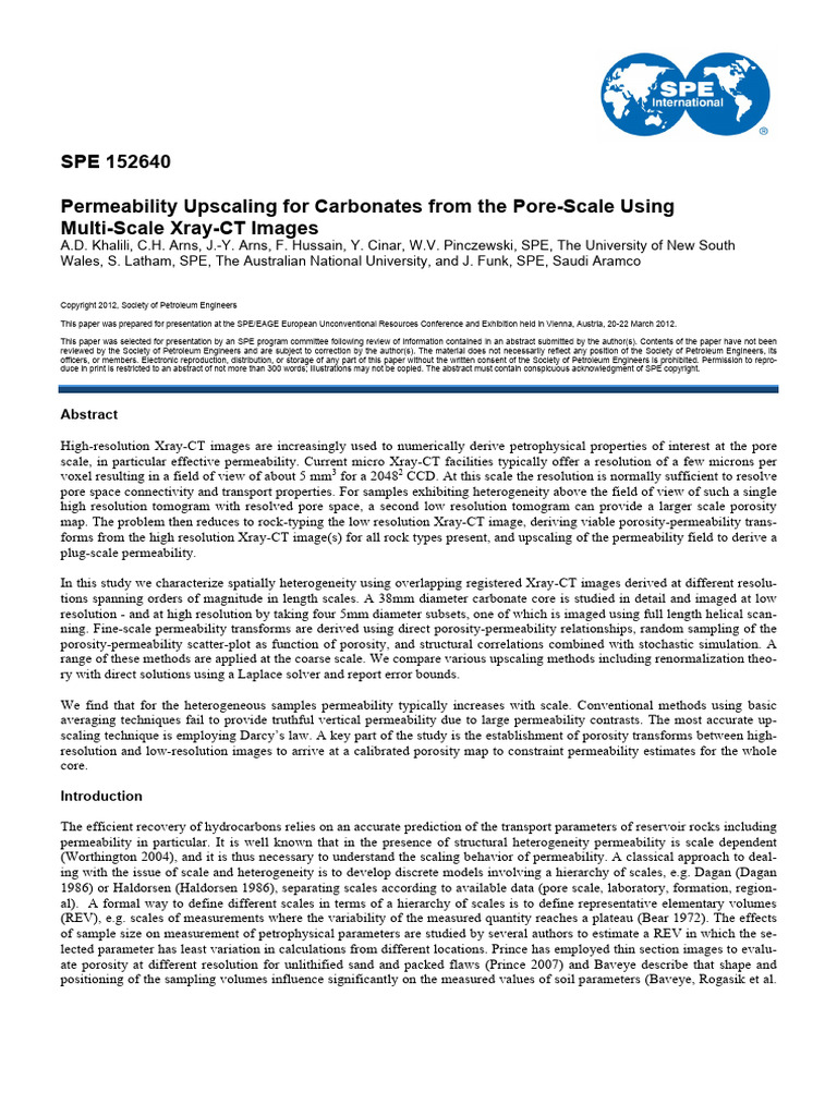 Permeability Upscaling in Carbonates | PDF | Tomography | Image ...