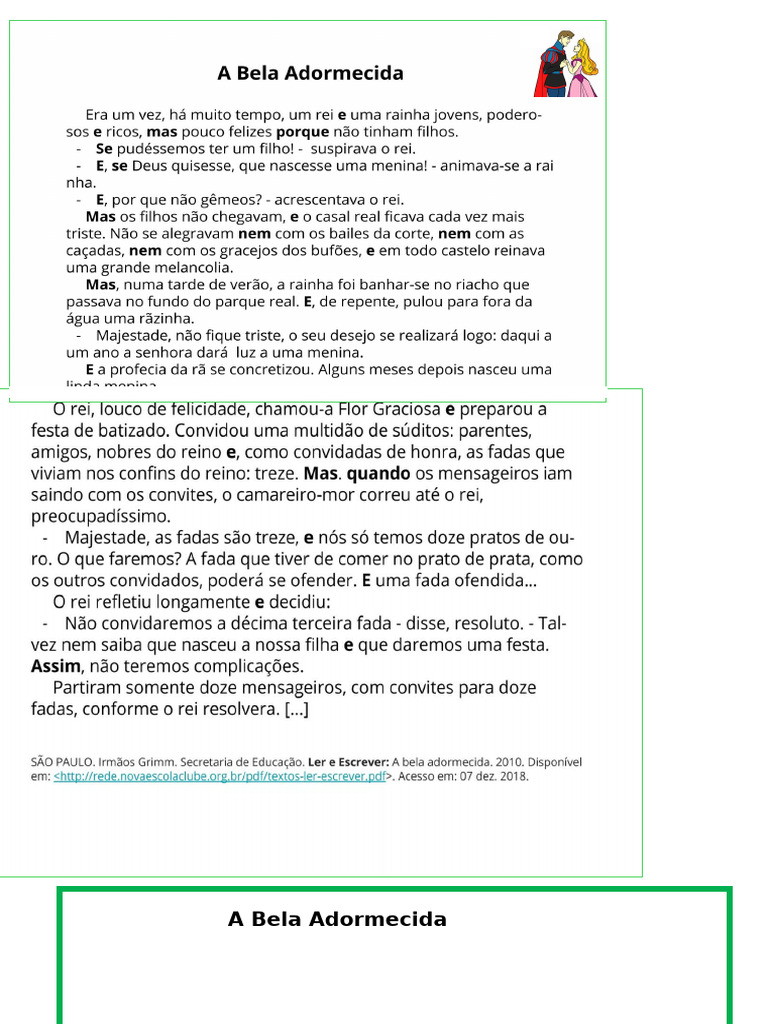Conjucao Texto A Bela Adormecida | PDF