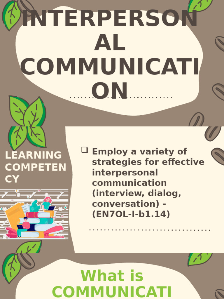 Lesson 2 Interpersonal Communication | PDF | Communication | Nonverbal ...