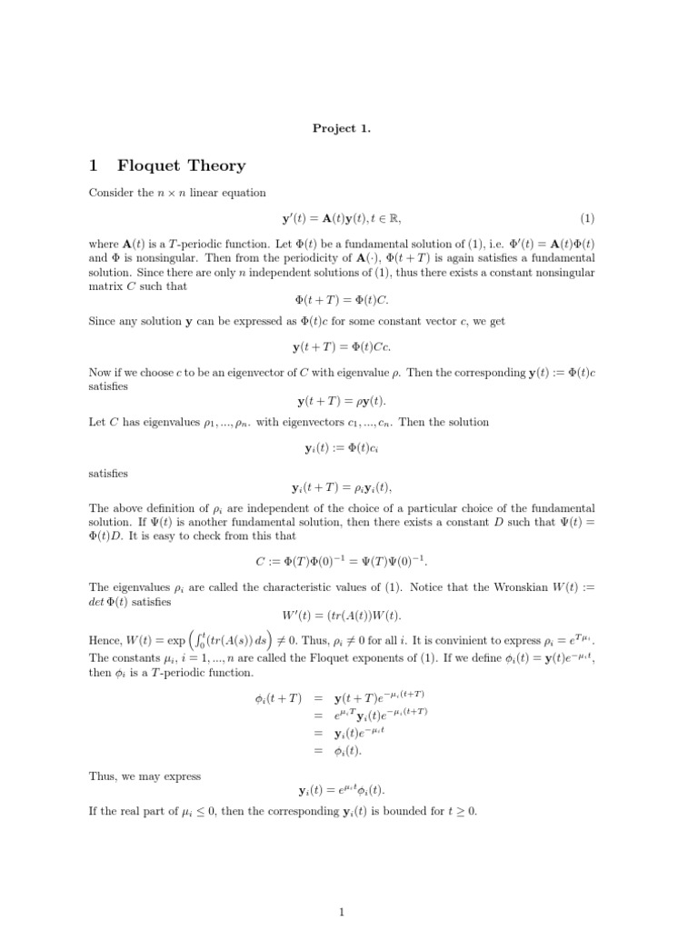 Floquet Theory Basics | PDF | Eigenvalues And Eigenvectors | Functions And Mappings