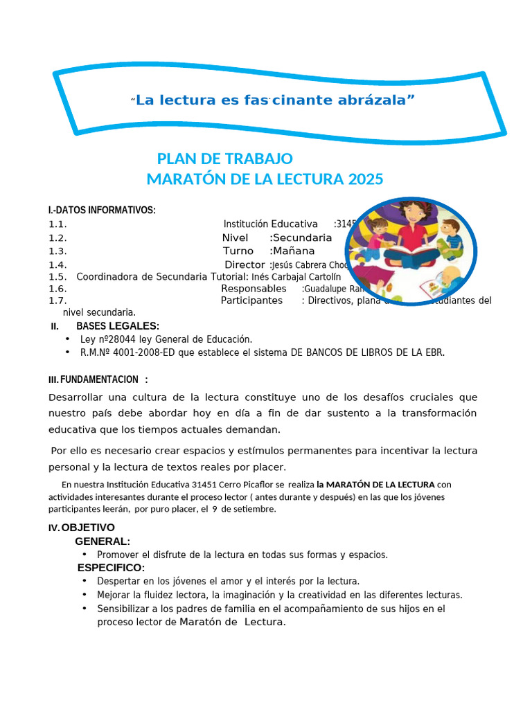 Plan de Maraton de Lectura 2025 | PDF | Aprendizaje