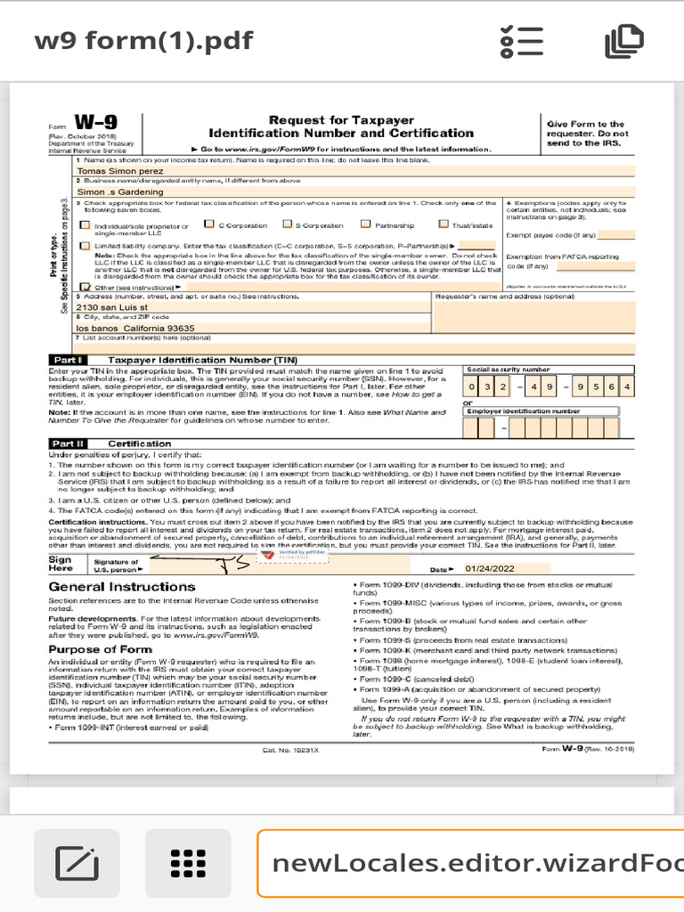 PDFfiller - w9 Form PDF | PDF