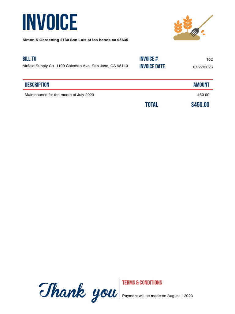 Invoice for July Maintenance Services | PDF