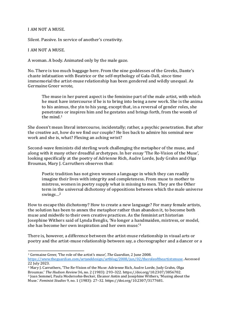 The Muse Myth: Feminist Perspectives | PDF