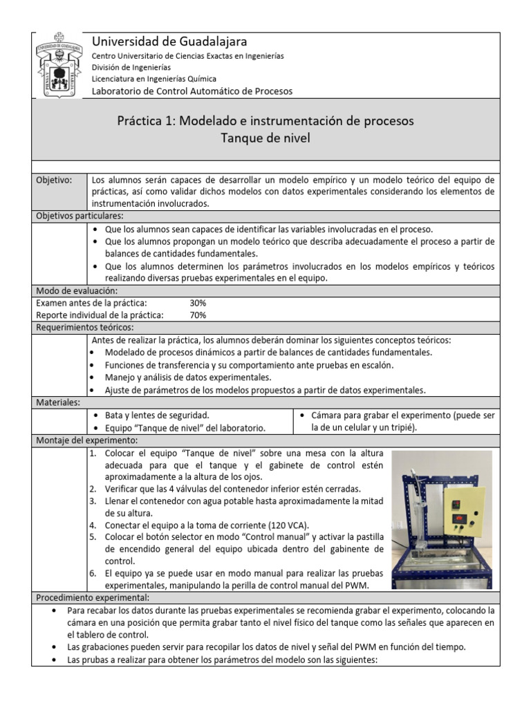 Modelado y Control de Procesos en Laboratorio | PDF | Laboratorios ...