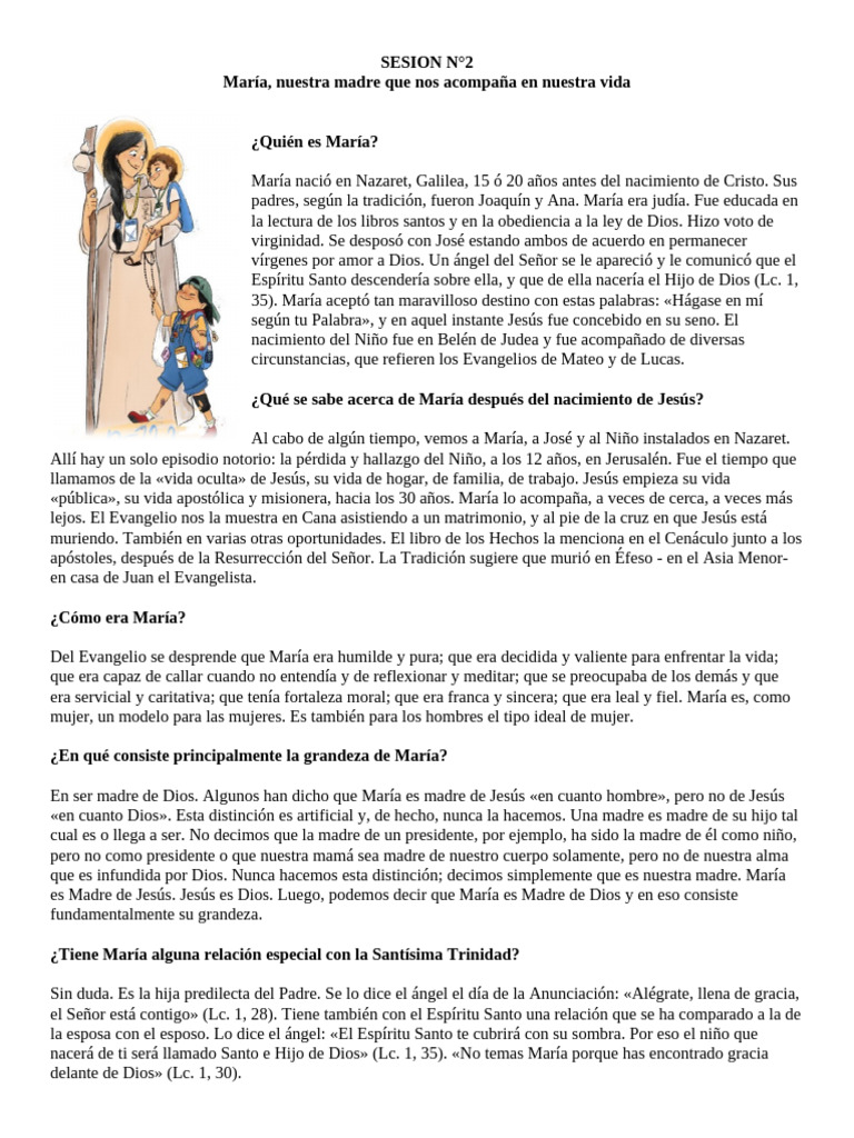 Maria Nuestra Madre Que Nos Acompaña en Nuestra Vida | PDF | María ...