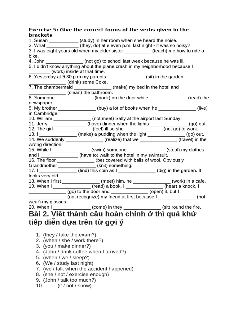 Verb Tense Exercise for Students | PDF