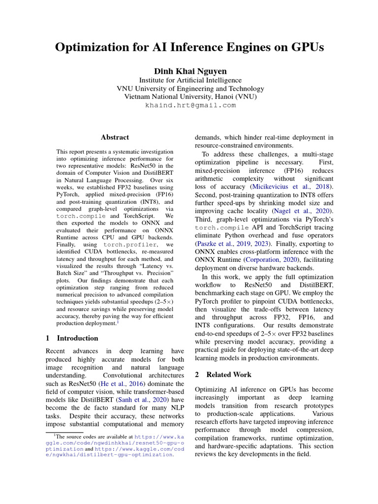 Optimization For AI Inference Engines On GPUs | PDF | Deep Learning | Program Optimization