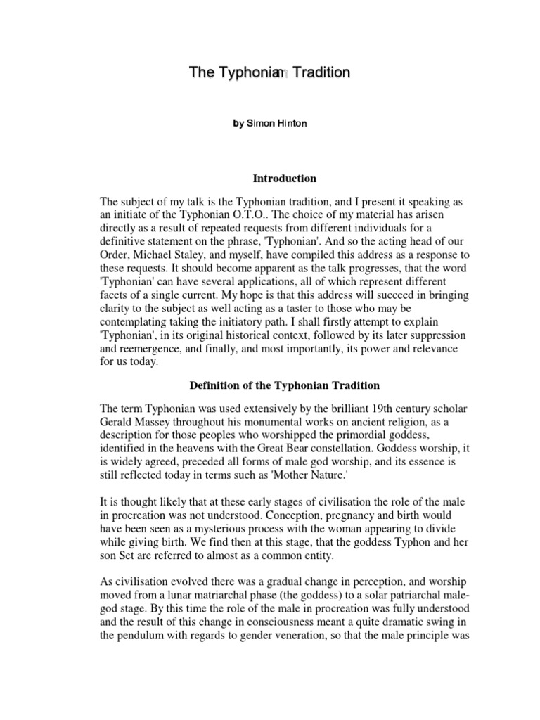 Typhonian Tradition by Simon Hinton | PDF | Aleister Crowley ...